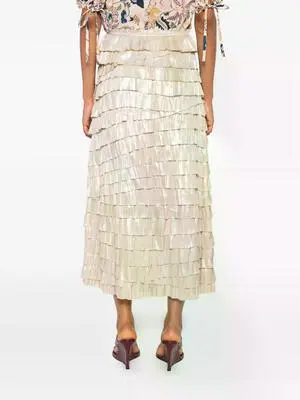 Ulla Johnson Metallic-effect Midi Skirt - Neutrals