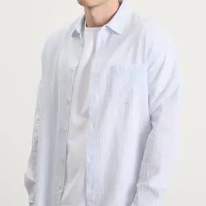 Folk Relaxed Fit Shirt - Blue Microstripe