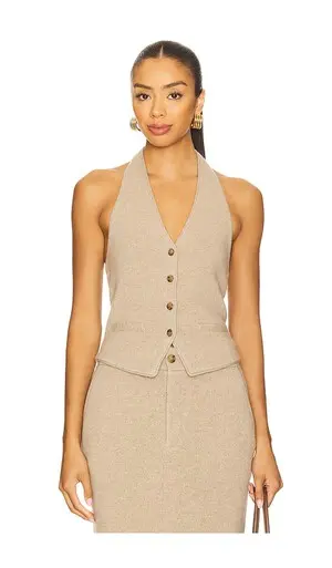 Guest In Residence Tailored Halter Vest - Taupe