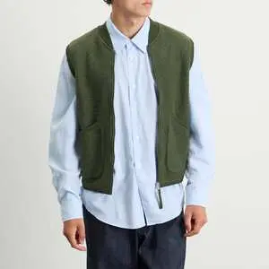 Universal Works Wool Fleece Zip Waistcoat - Olive