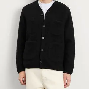 Universal Works Wool Fleece Cardigan - Black