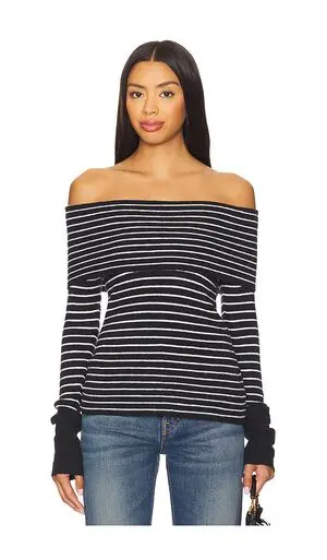 Free People Off-the-shoulder Striped Knit Jumper