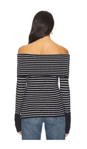 Free People Off-the-shoulder Striped Knit Jumper