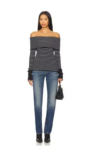 Free People Off-the-shoulder Striped Knit Jumper