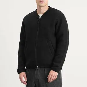 Universal Works Wool Fleece Zip Bomber Jacket - Black