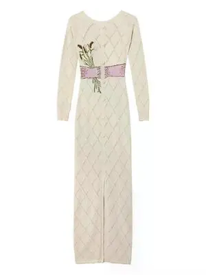 TWINSET X Marco Rambaldi Diamond Knit Maxi Dress With Bow Detail