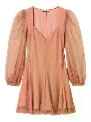 TWINSET Tulle Puff-sleeve Mini Dress