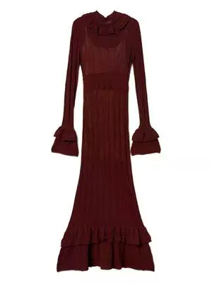 TWINSET Ruffled Knit Maxi Dress
