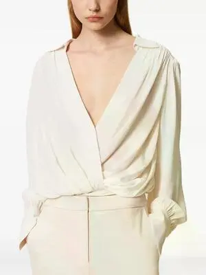 TWINSET Gathered Wrap-effect Bodysuit Blouse