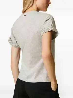 TWINSET Pearl And Rhinestone Embellished T-shirt