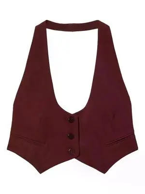 TWINSET Halter Neck Buttoned Waistcoat - Red