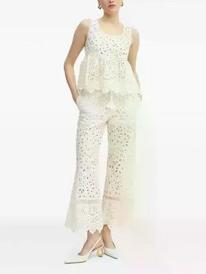 ERMANNO FIRENZE Eyelet Embroidery Lace-trim Top