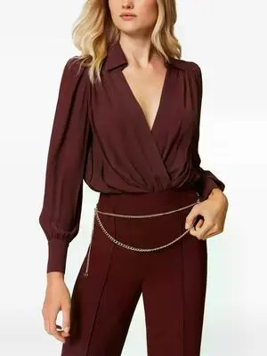 TWINSET Wrap-effect Puff-sleeve Bodysuit