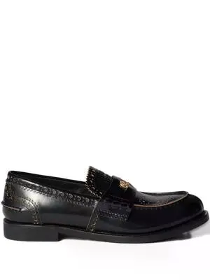 Miu Miu Perforated Leather Loafers With Coin Detail