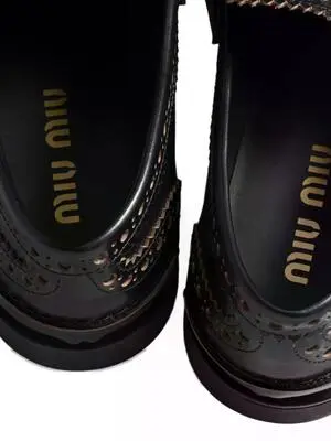Miu Miu Perforated Leather Loafers With Coin Detail