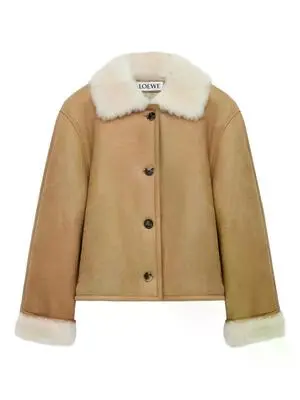Loewe Shearling-collared Button Jacket - Neutrals