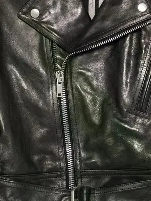 Rick Owens Belted Leather Jacket - Black