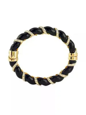 KENNETH JAY LANE Twisted Rhinestone-embellished Bangle - Gold