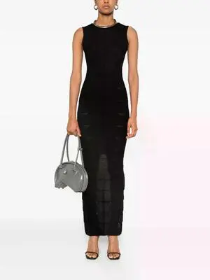 Rick Owens Geometric Knit Sleeveless Maxi Dress - Black