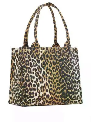 GANNI Leopard-print Canvas Tote Bag - Neutrals