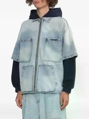 We11Done Zip-up Hooded Denim Jacket