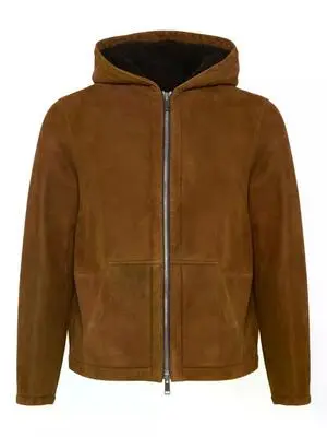 YVES SALOMON Hooded Suede Shearling Jacket