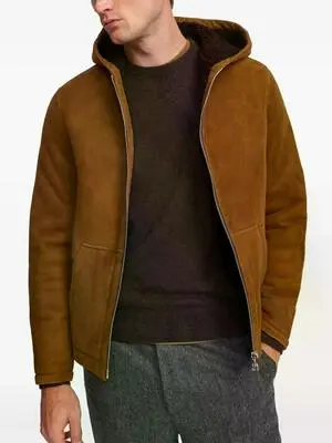 YVES SALOMON Hooded Suede Shearling Jacket
