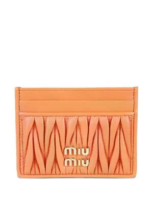 Miu Miu Matelassé Nappa Leather Card Holder - Orange