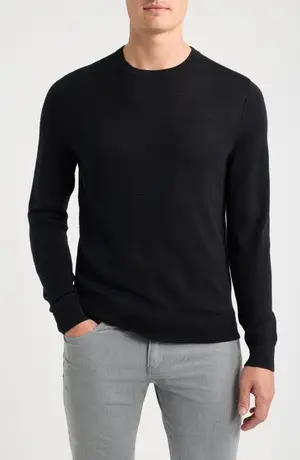 Nordstrom Italian Merino Wool Crewneck Sweater - Black