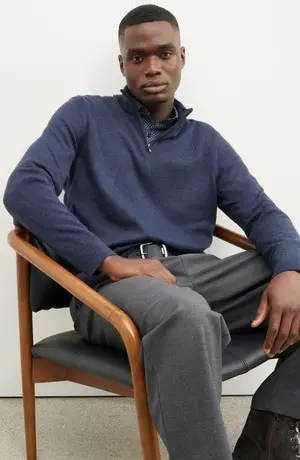 Nordstrom Merino Wool Quarter Zip Sweater - Navy Iris Heather