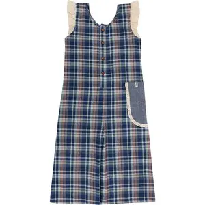LILLY + SID Organic Cotton Check Print Jumpsuit - Navy