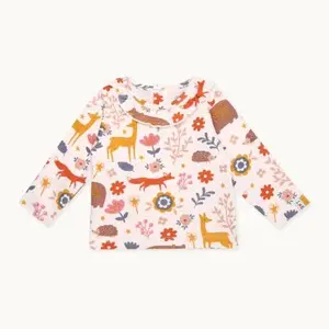 LILLY + SID Organic Cotton Animal Forest Print And Plain Top 2-pack