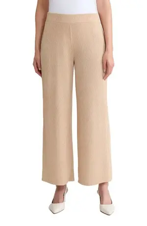 KASPER Wide Leg Ankle Length Textured Knit Pants
