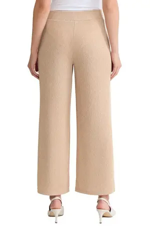 KASPER Wide Leg Ankle Length Textured Knit Pants