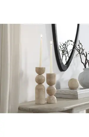RENWIL Travertine Candle Holders