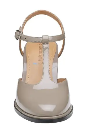Johnston & Murphy Patent Leather T-strap Pumps - Taupe Patent Leather