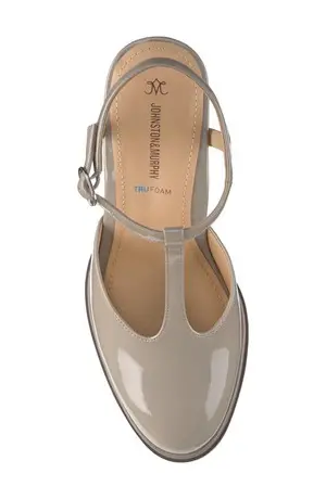 Johnston & Murphy Patent Leather T-strap Pumps - Taupe Patent Leather