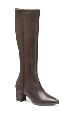 Johnston & Murphy Knee High Boots - Dark Brown Calfskin/spandex