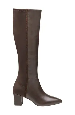 Johnston & Murphy Knee High Boots - Dark Brown Calfskin/spandex