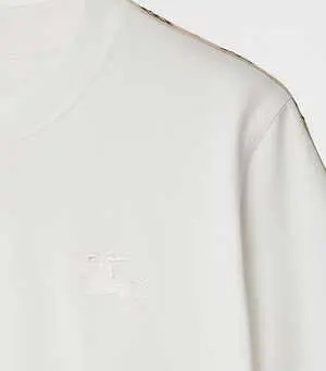 Burberry Cotton T-shirt With Stripe Trim - Ivory