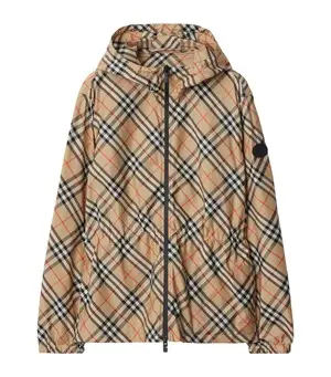 Burberry Technical Check Hooded Jacket - Beige