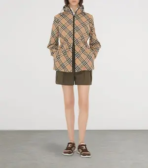 Burberry Technical Check Hooded Jacket - Beige