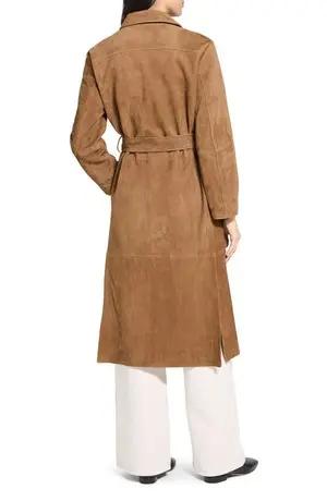 Theory Reese Belted Suede Coat - Deep Tobacco - 2ct