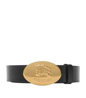 Burberry Leather Belt With Knight Stamp Buckle - Black