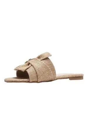 PROLOGUE SHOES Raffia Bow Slide Sandal