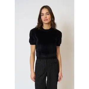 Central Park West Roman Eyelash Tee With Shoulder Pads