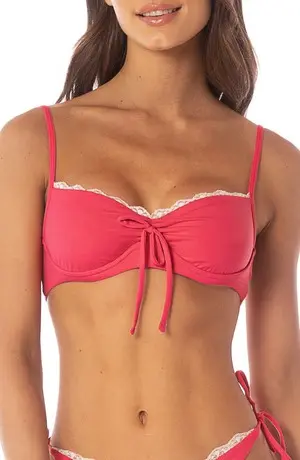 MAAJI Cherry Crush Karl Reversible Lace Trim Underwire Bikini Top - Red
