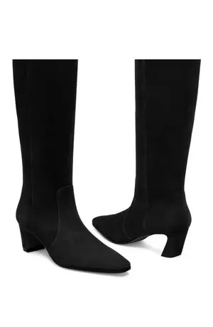 STUART WEITZMAN Stassi 50 Leather Boots - Black Suede