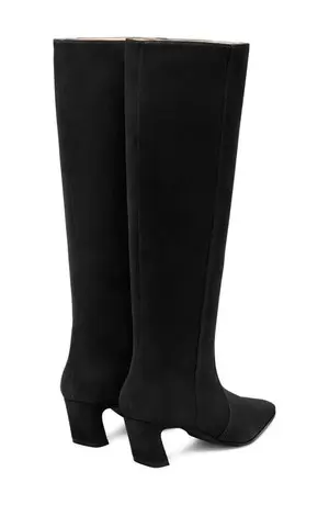 STUART WEITZMAN Stassi 50 Leather Boots - Black Suede