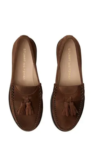 STUART WEITZMAN Lottie Tassel Loafer - Walnut